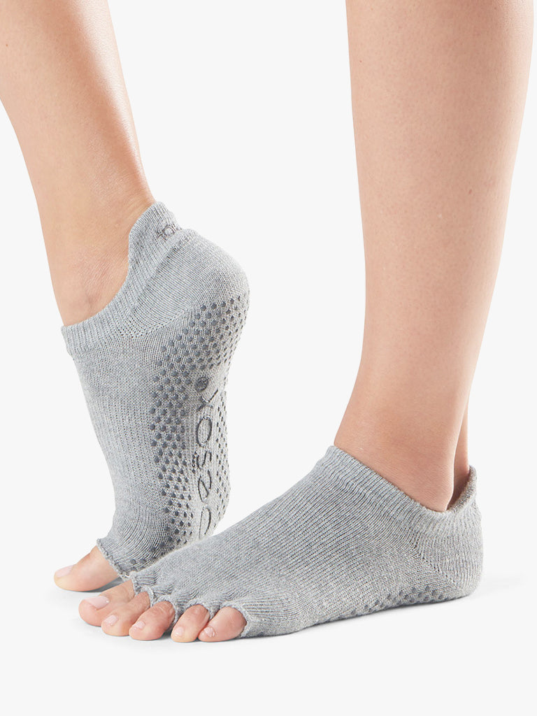 ToeSox Half Toe Low Rise Grip Socks - Heather Grey – Yogamatters