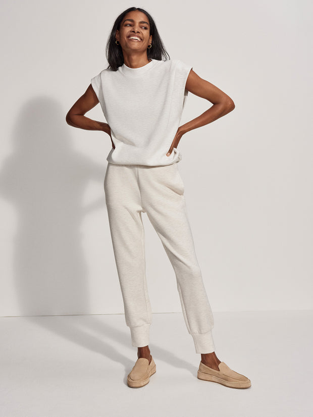 Varley Otis Sleeveless Sweat Ivory Marl Yogamatters