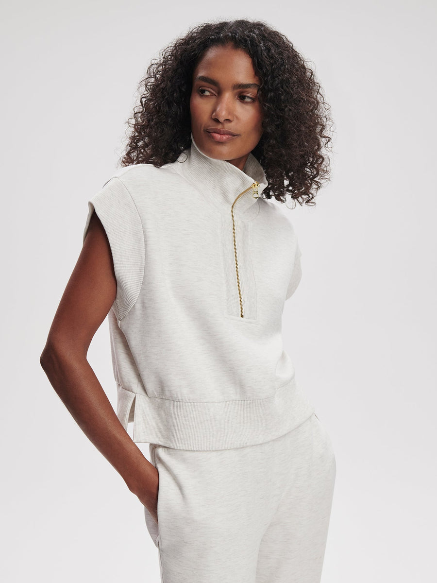 Varley Kelly Half Zip Sweat - Ivory Marl – Yogamatters